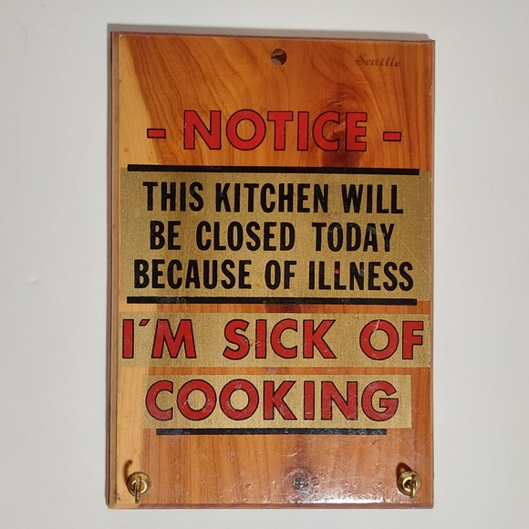 Accents | 3for19 Wood Kitchen Im Sick Of Cooking Sign Wall Art Hanging ...